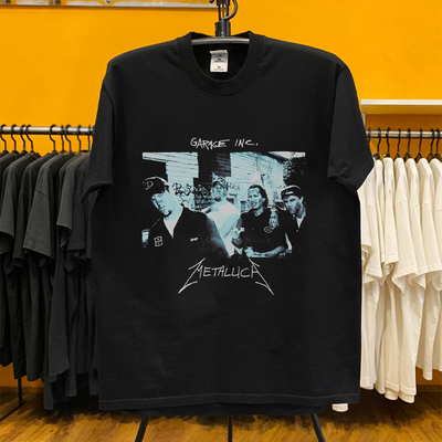 Metallica金属乐队Garage Inc复古人像印花街头重磅情侣款短袖T恤