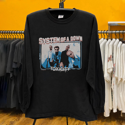 美式复古 System of a Down 堕落体制专辑周边vtg纯棉重磅长袖T恤