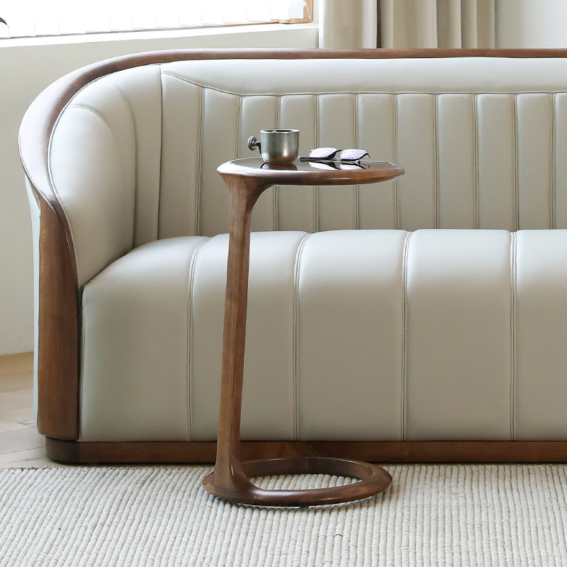 意式轻奢实木钢化玻璃沙发边几北美黑胡桃木角几客厅小茶几桌边桌_虎窝淘