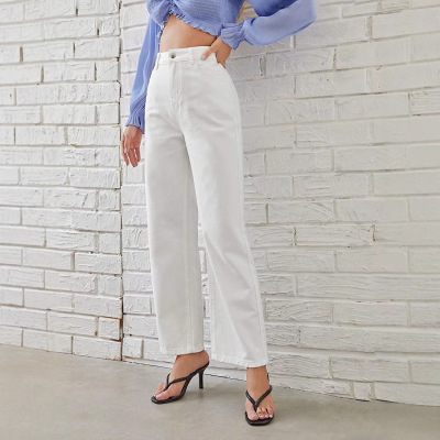 New Women's High-Waist Slim Fit Straight-Leg Jeans高腰女牛仔