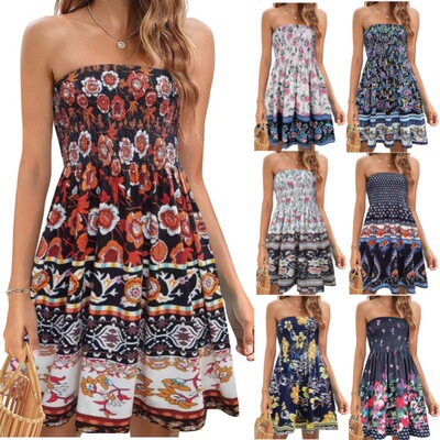 New fashionable beach vacation strapless dress时尚沙滩连衣裙