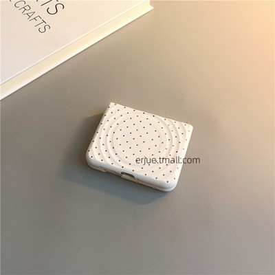 白底满屏波点磁吸适用小米mixflip2华为purax手机壳pocket2磨砂可爱荣耀vflip三星zflip7564卡通女oppofindn3