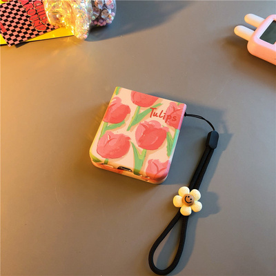 郁金香挂绳小米mixflip手机壳荣耀vflip硬三星zflip5 6 4卡通Magic适用摩托罗拉razr50女华为novaflip高级