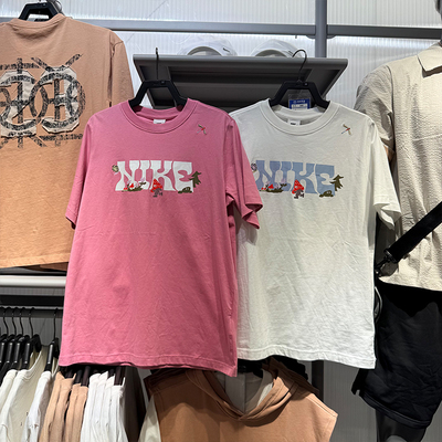 NIKE耐克女25夏新款印花纯棉宽松半袖运动休闲圆领短袖T恤IF0607