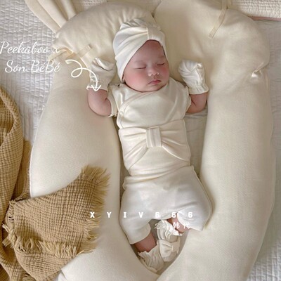 韩国进口PEEKABOO新生婴儿套装纯棉斜襟和尚服月子服家居服25新款