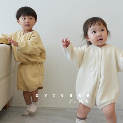 韩国童装进口peekaboo秋冬保暖外出男女宝儿童卫衣爬服外出服