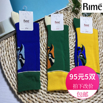 RIME韵魅中筒袜古典脸谱时尚棉袜个性潮流女袜透气棉质袜子33880