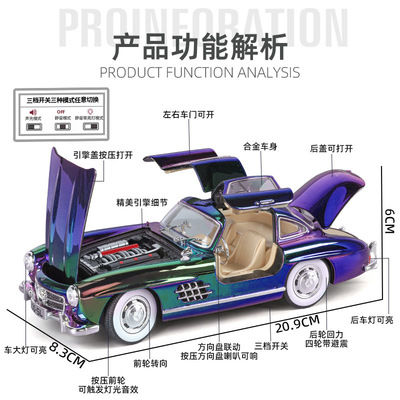 大奔300SL电镀版老爷车合金车模1:24仿真复古怀旧古董车收藏礼物