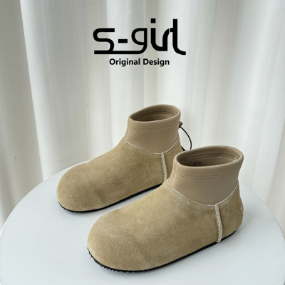 SGIRLTWTW复古丑萌套脚短靴女