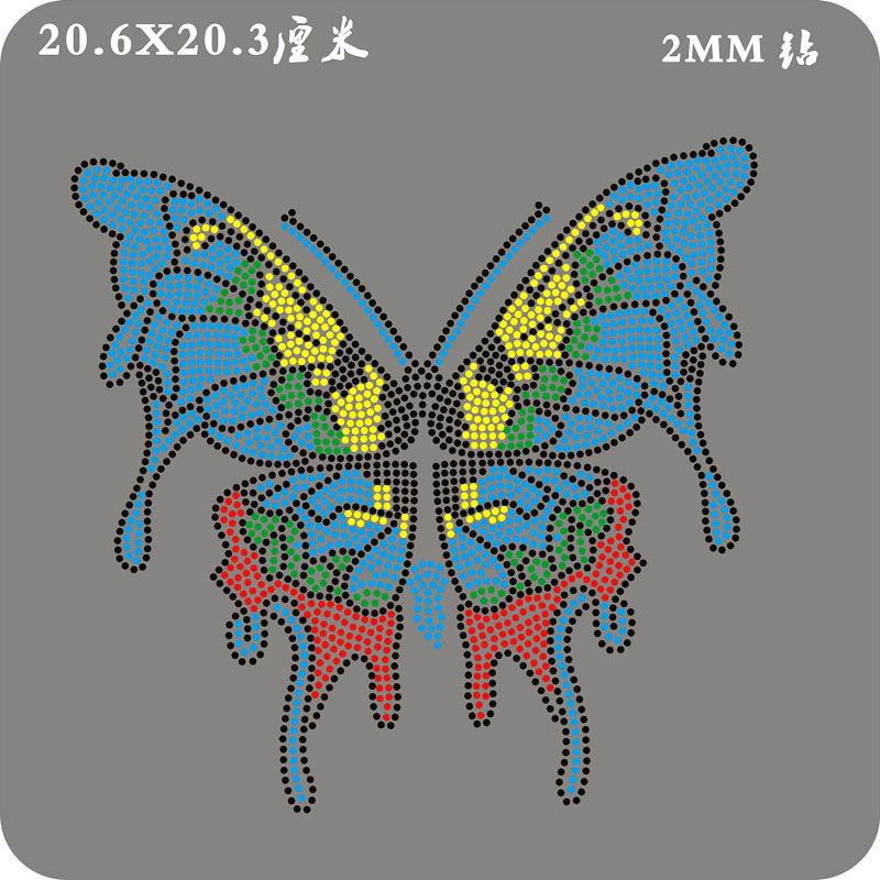 烫图烫钻图案贴 服装辅料配件DIY水钻新款闪亮大蝴蝶成品烫画图案