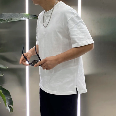 潮流重磅纯色百搭打底短袖T恤男