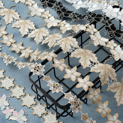 白线刺绣水溶布贴手工可单独花边