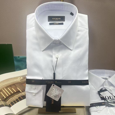 雅戈尔200支纱纯棉免烫长袖衬衫