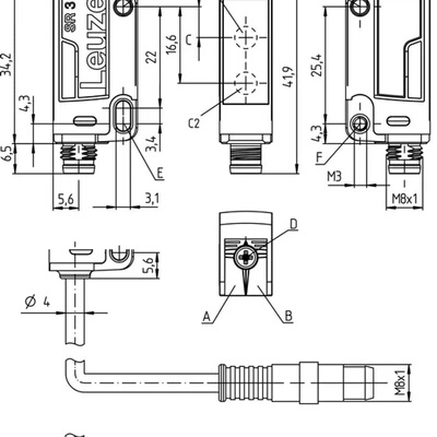 劳易测色标感测器KRT3CM.L3S2/2T-M8替代KRTM3B/2.1121-S8原装