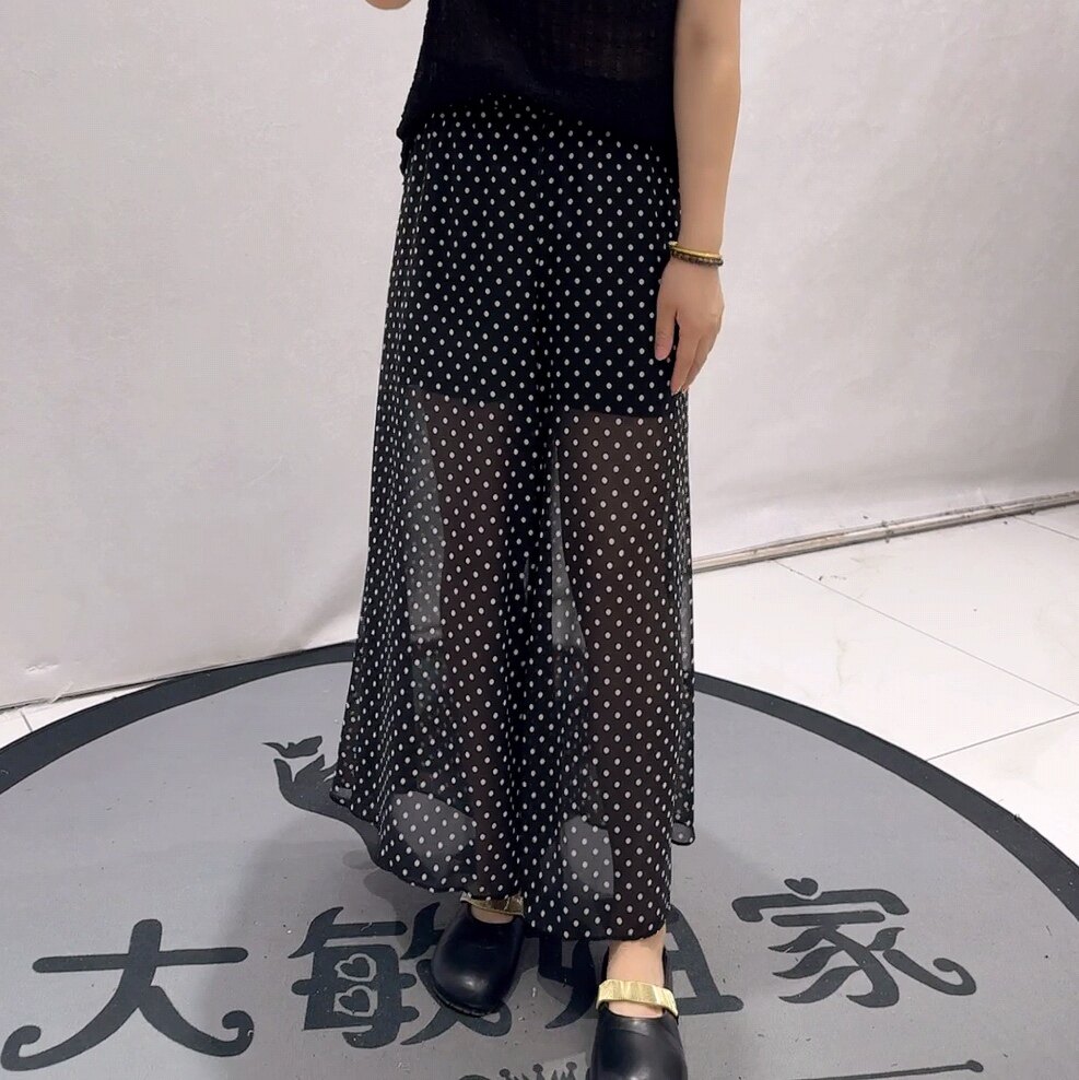5309芮娜依莲夏款新品设计感波点图案遮肉显瘦洋气裤裙加大码女裤