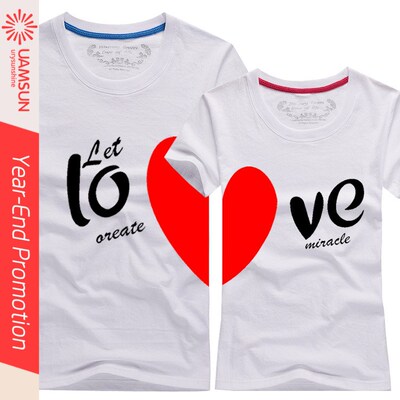 couple t-shirt love heart 恤 men2019 women summer round nec