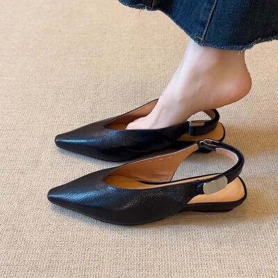 气质简约后空百搭通勤V口凉鞋