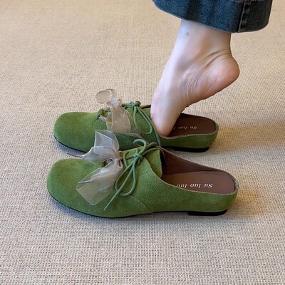 内增高休闲丝带蝴蝶结包头凉拖鞋