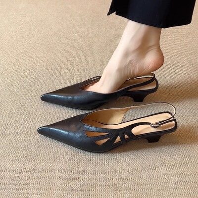 镂空复古尖头通勤百凉鞋