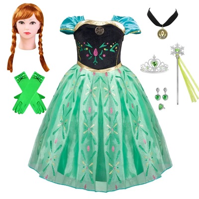 冰雪奇缘安娜公主裙 Frozen童装ANAN连衣裙艾莎礼服裙子cos演出裙