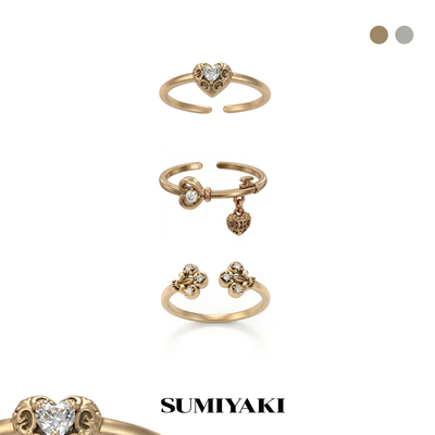 爱锁芯钥匙轻奢复古戒指组合