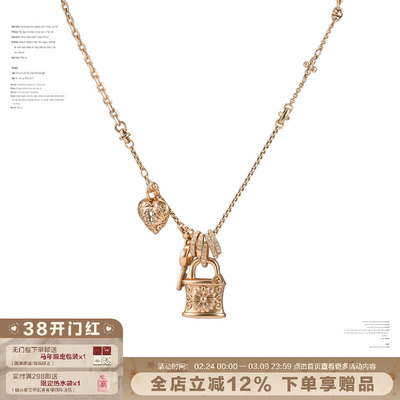 美式复古雏菊项链爱心锁毛衣链