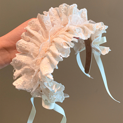 法式cla系！米色蕾丝蝴蝶结发箍