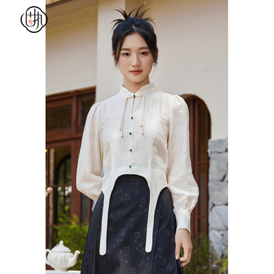 2023固执新中式泡泡袖长袖小衫