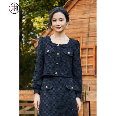 固执秋季新款法式小香风方领蕾丝长袖短款外套00033DT08262