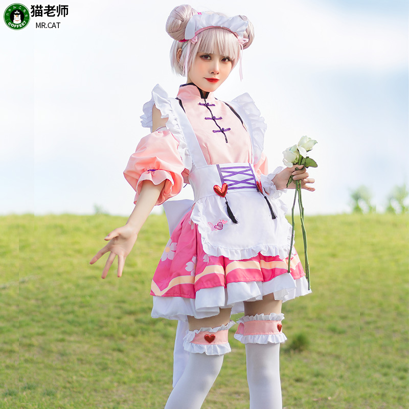 猫老师小乔COS服装女仆装粉动漫王者cosplay古风制服樱花女佣和服