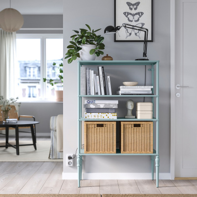 IKEA宜家代购索格麦斯搁架单元淡蓝灰83x36x128cm家用收纳置物架
