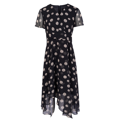 CONATUS/珂尼蒂思夏季新款时尚优雅气质流行黑花连衣裙女