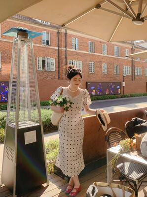 哒头.Studio【虞书欣波点裙】微胖mm大码2024设计感显瘦连衣裙