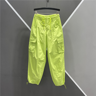 糖果色薄款休闲大口袋束脚裤