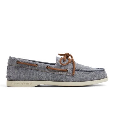 Sperry男鞋帆船鞋25年新款2 孔轻便船鞋亚麻鞋面休闲板鞋春秋便鞋