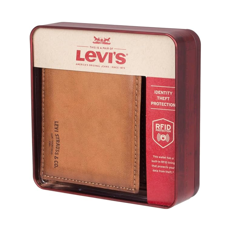 李维斯Levi's男士钱包RFID屏蔽超薄双折钱包多个卡槽卡包短款钱包