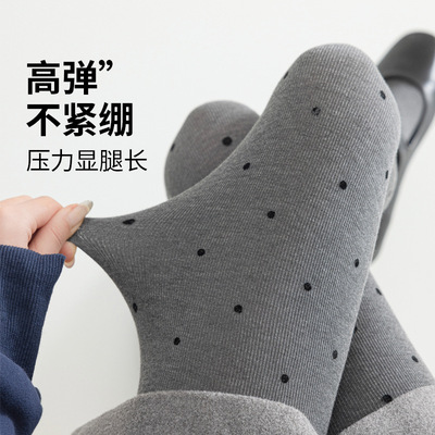 灰色波点连裤袜女春秋季薄款