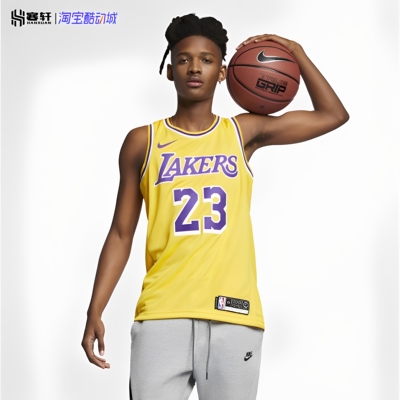 Nike/耐克NBA洛杉矶湖人詹姆斯23号黄色运动球衣背心AA7099-741