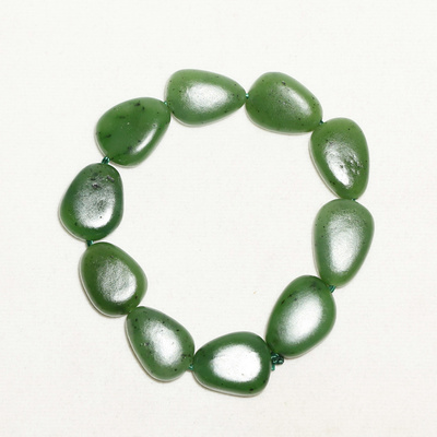 42.9克碧玉手链◆新疆和田玉籽料原石原料◆天然真皮籽玉◆