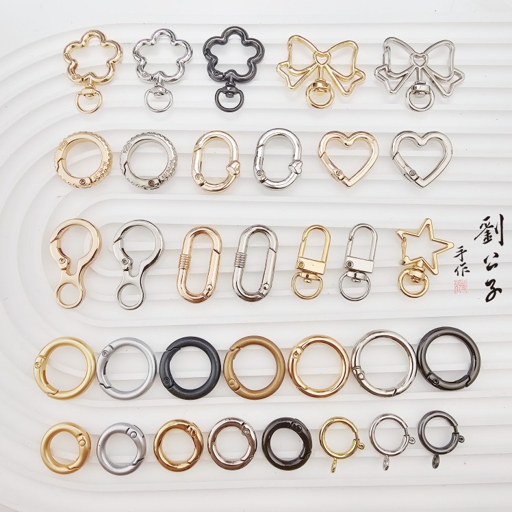 金属哑金哑银门扣弹簧扣弹簧圈刘公子手作diy包挂手机链饰品配件
