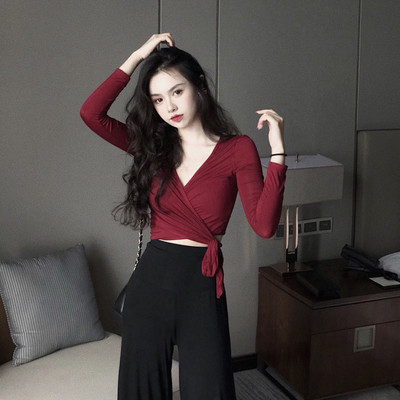 短款长袖上衣jazz跳舞服爵士舞蹈服女性感韩国女团同款嘻哈演出服
