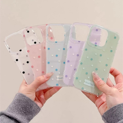 Large Cutout Colorful Dots Shockproof Phone Case 适用 iPhone 18 Pro Max 17 16 15 14 Protective Cover