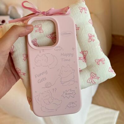 Cozy Blanket Kitten Soft糯米壳 Phone Case - Cartoon Design 适用 iPhone 17 Pro Max/16/15 Cute 防摔