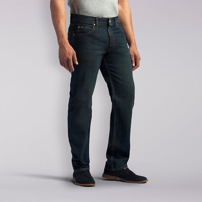 LEE棉质水洗中腰直筒牛仔裤