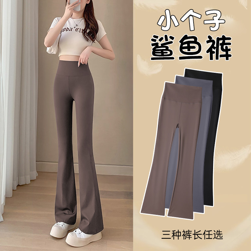 小个子微喇鲨鱼裤女外穿春秋2025新款爆款高腰收腹提臀瑜伽喇叭裤