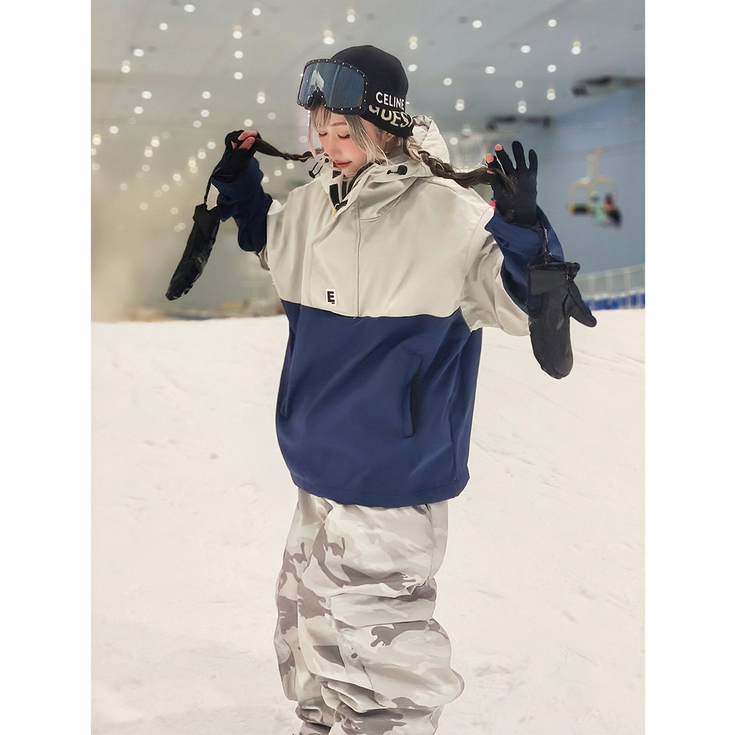 重工机能滑雪衣裤套装男女美式加厚保暖迷彩冲锋裤户外登山运动服