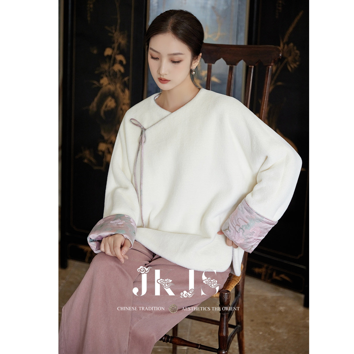 JKJS【芙蓉雪】白色外套女秋冬2023新款国风女装冬季加绒加厚上衣_虎窝淘