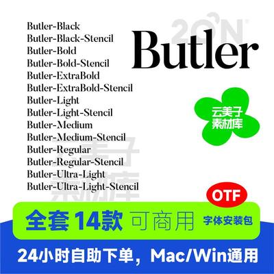 Butler Medium/Butler Regular/Butler Bold/Black字体包素材332