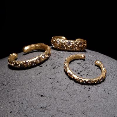 noguchi棕色钻石镶嵌耳骨夹