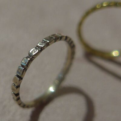 noguchi职人手工小方块复古戒指